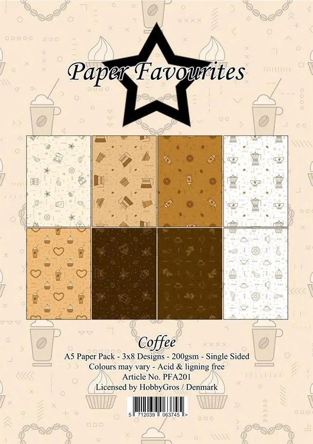 Paper Favourites Paper Pack "Coffee" PFA201 | KUN 55,00 DKK