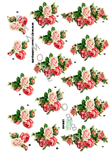 3D ark Dan-design Rose buket, rød/hvid | KUN 7,95 DKK